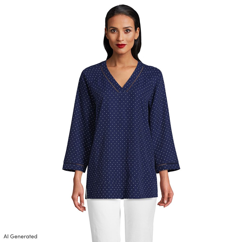 Women's Lands' End Rayon 3/4 Sleeve Tunic Top