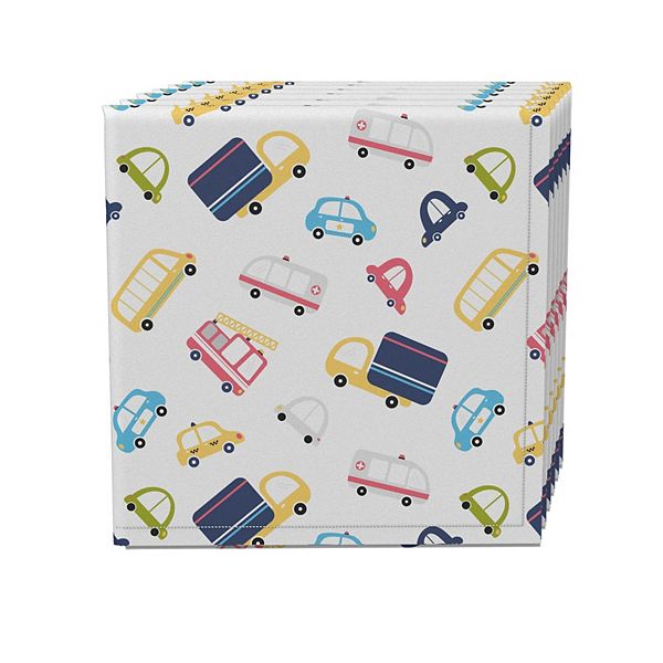 Napkin Set, 100% Polyester, Set of 4, 18x18", Cartoon Cars