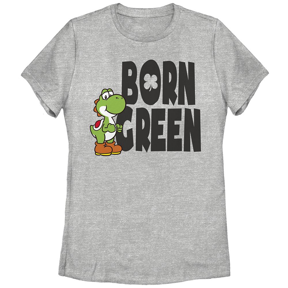 Juniors' Nintendo Yoshi Born Green St. Patrick's Day Graphic Tee