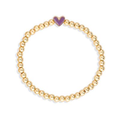 Luca Danni Purple Enameled Heart Stretch Bracelet