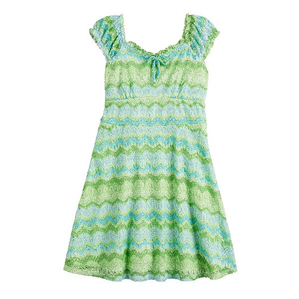 Girls 7-20 Knit Works Printed Crochet Dress in Regular & Plus Size