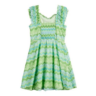Girls 7-20 Knit Works Printed Crochet Dress in Regular & Plus Size
