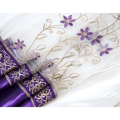 Priscilla Embroidered Shower Curtain With Double Valance