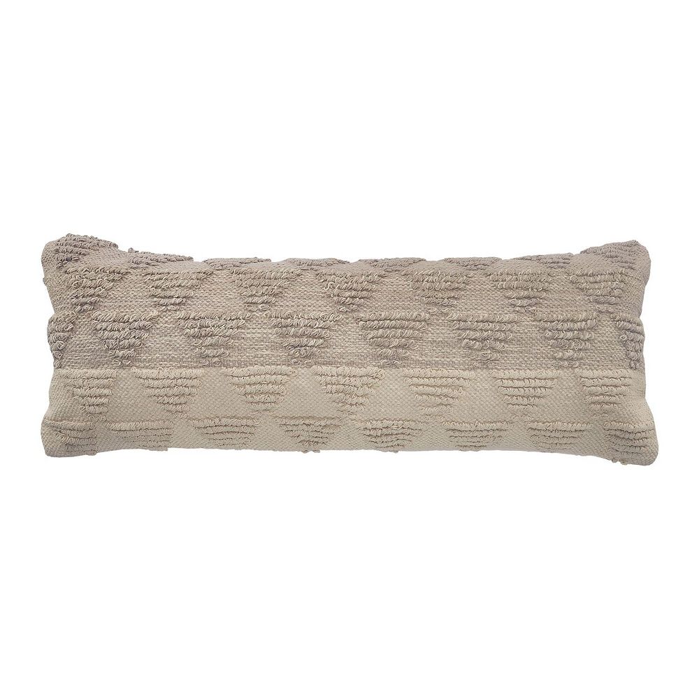 36" Black and Ivory Geometric Rectangular Lumbar Pillow
