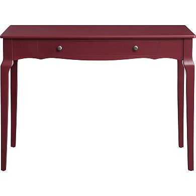 Wooden Storage Drawer Glide Writing Desk, Red
