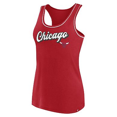 Women's Fanatics Branded Red Chicago Bulls Wordmark Logo Racerback Tank Top