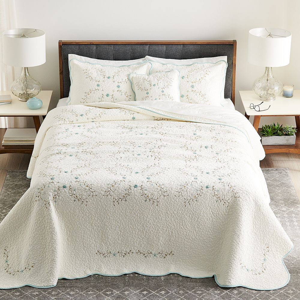 Sonoma Goods For Life® Amelia Blue Embroidered Bedspread or Sham