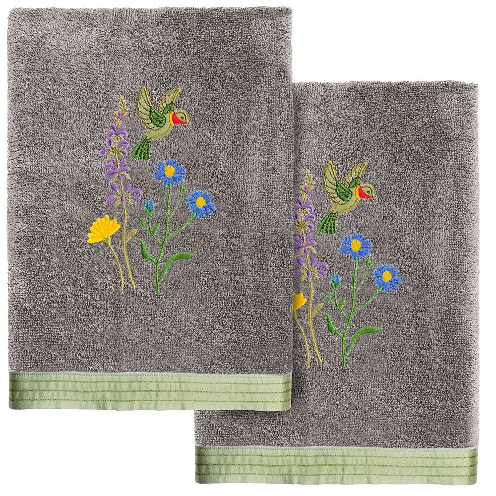 Linum Home Textiles Turkish Cotton Hada 2-piece Embellished Hand Towel Set