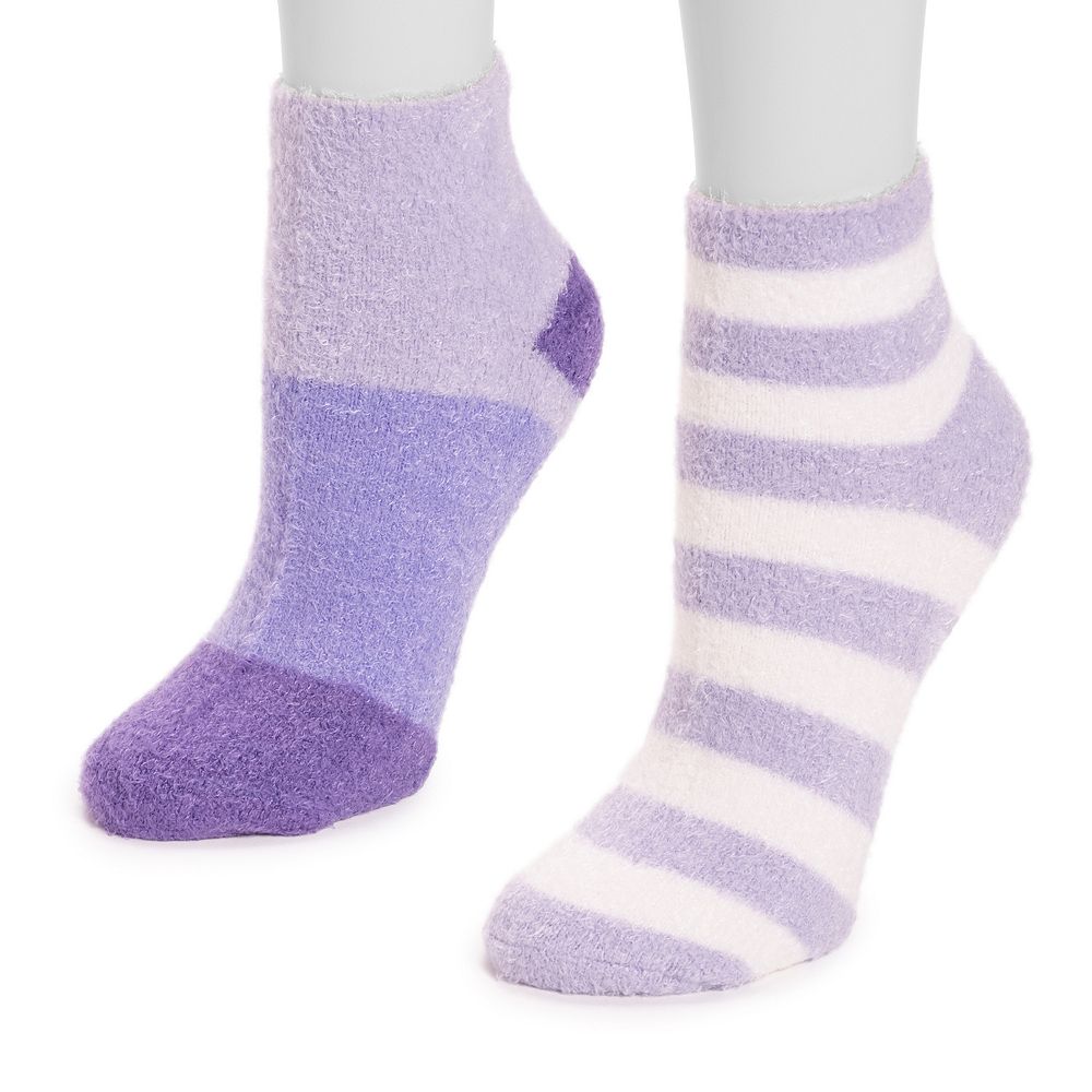 Women's MUK LUKS 2-Pair Fuzzy Aloe Crew Socks