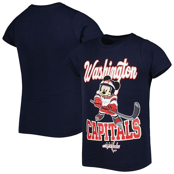 Girls Youth Navy Washington Capitals Mickey Mouse Go Team Go T-Shirt