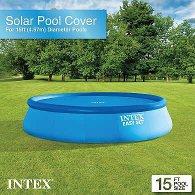 Intex 15 Foot Round Easy Set Vinyl Solar Cover for Swimming Pools, Blue