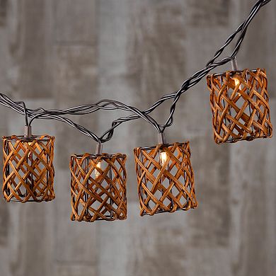 Rattan Weave Cylindrical Patio String Lights