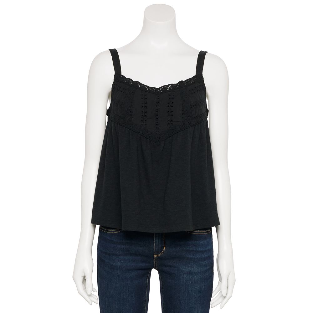 Juniors' Rewind Crochet-Trim Tank Top