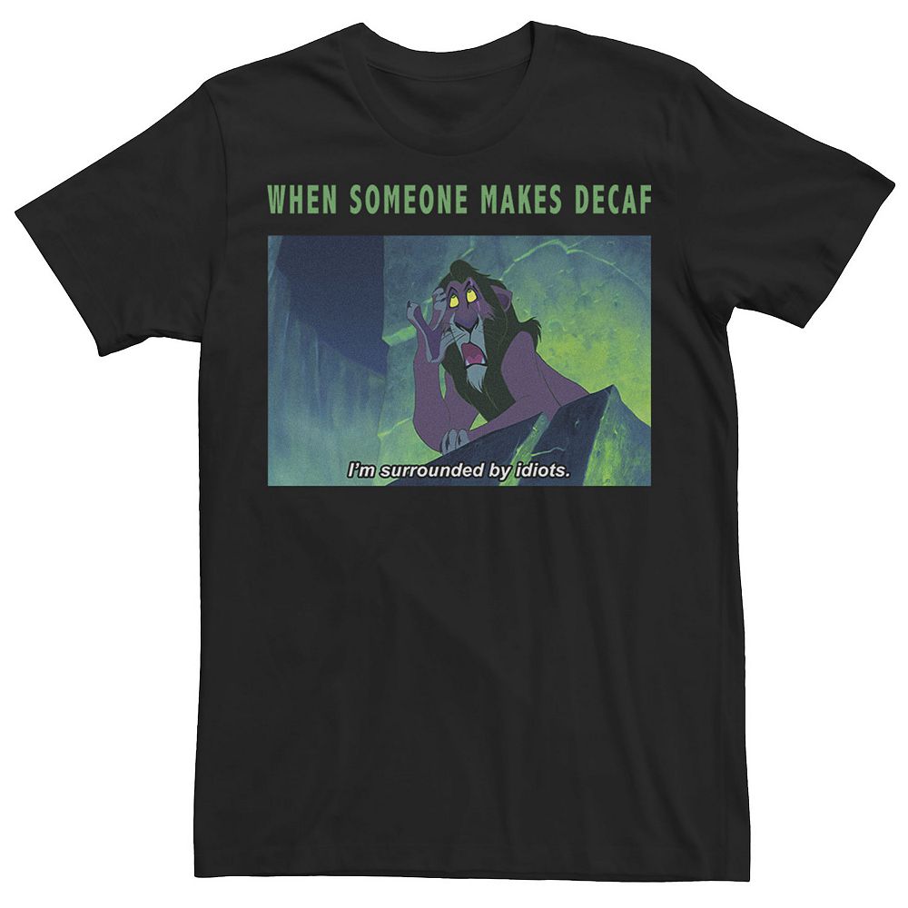 Disney's The Lion King Scar Men's Decaf Coffee Meme Graphic Tee