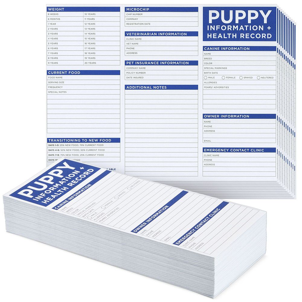 60 Pack Puppy Vaccine Cards, Canine Health Record Pamphlets (8.5 X 11 In)