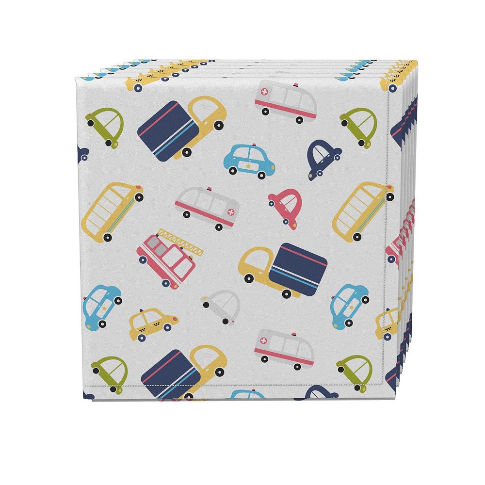 Napkin Set of 4, 100% Cotton, 20x20", Cartoon Cars