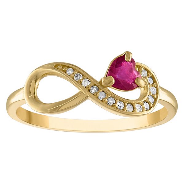 Tiara 10k Gold Ruby Diamond Accent Infinity Ring