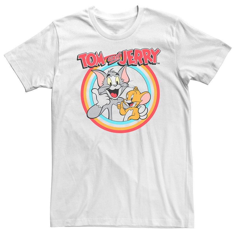 Big & Tall Tom And Jerry Cartoon Thumbs Up Circles Tee