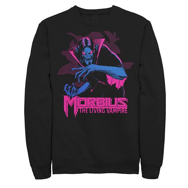 Men's Marvel Morbius The Living Vampire Neon Comic Portrait Sweatshirt