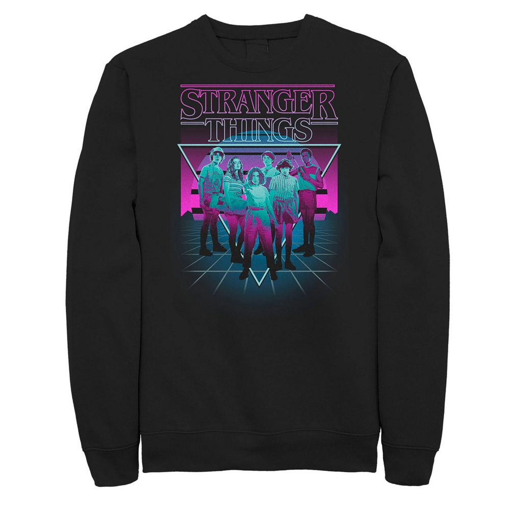 Big & Tall Stranger Things Group Shot Neon Triangle Sweatshirt