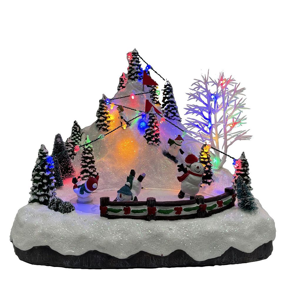 St. Nicholas Square® Snowpeople Skiing Scene Village Table Decor