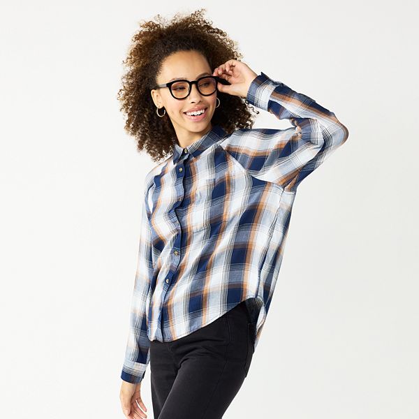 Juniors' SO® Long Sleeve Button Down Shirt