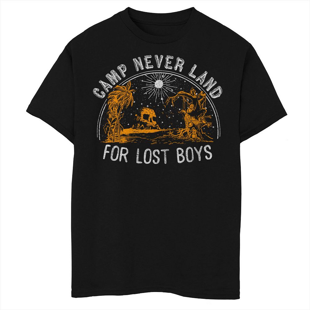 Disney's Peter Pan Boys Camp Never Land For Lost Boys Line Art Tee