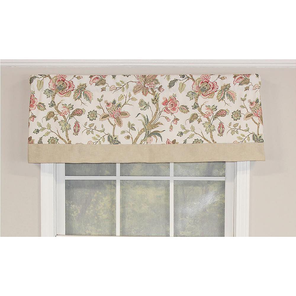 RLF Home Gianna Banded Valance Rod Pocket, Contrast bottom banding.