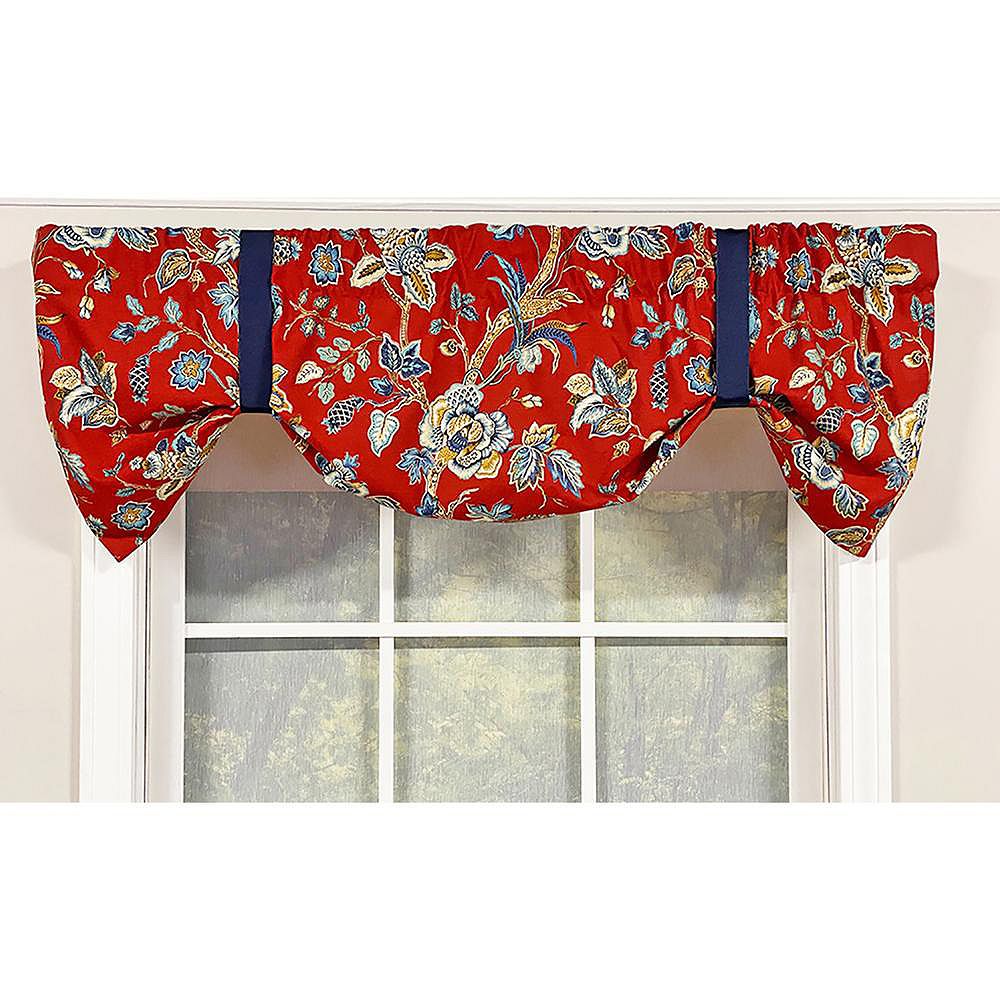 RLF Home Gianna Suspender Valance Rod Pocket, contrast ribbon Tie