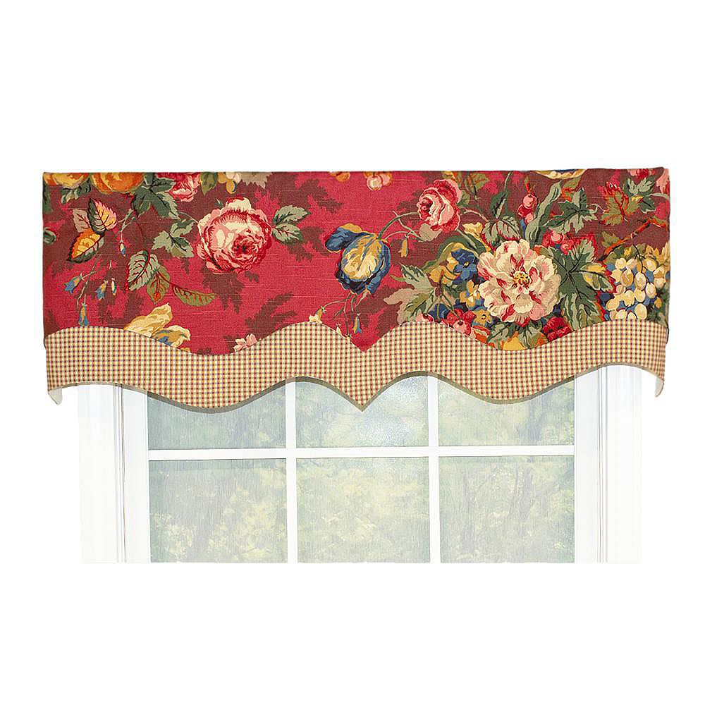 RLF Home Queensland D-Regal Valance. Rod Pocket, Contrast fabric