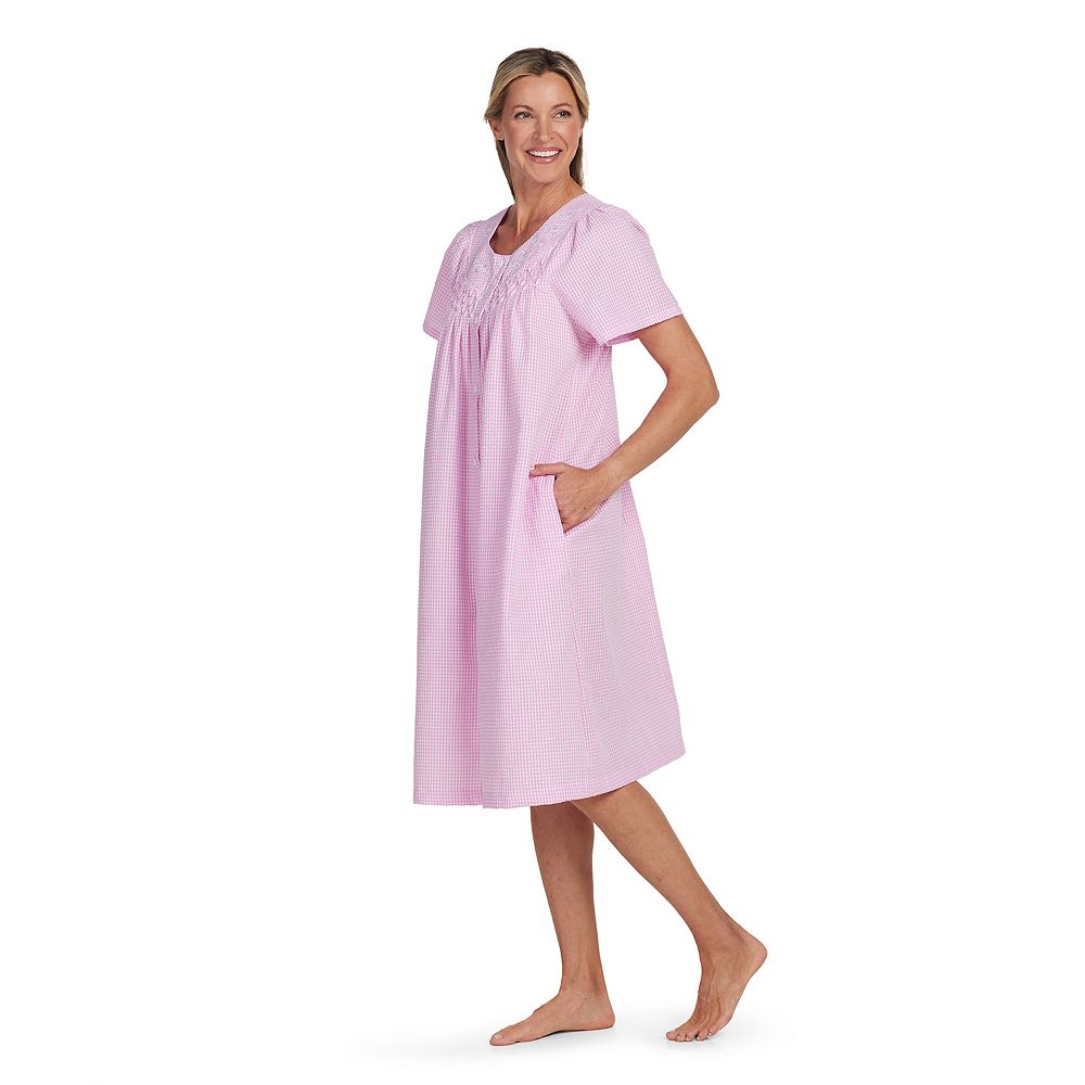 Women's Miss Elaine Essentials Seersucker Short Snap Robe