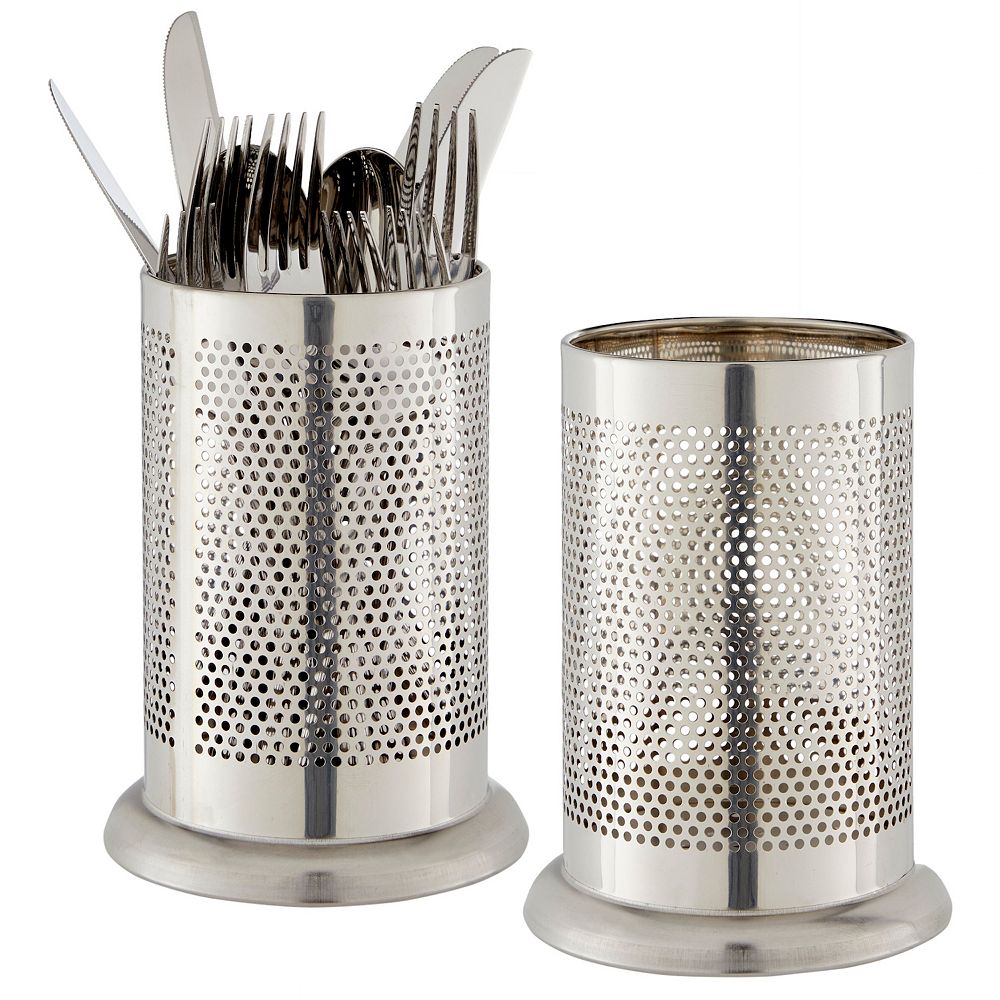 2 Pack Round Metal Utensil Holder, Stainless Steel Kitchen Accessories ...