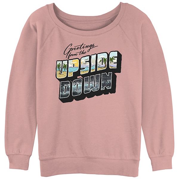 Juniors' Stranger Things Upside Down Greetings Slouchy Terry Graphic ...