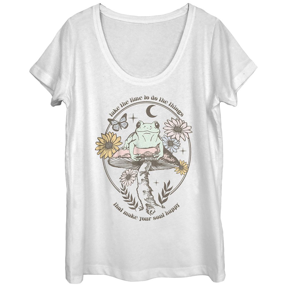 Juniors' Happy Soul Toad Typography Graphic Tee