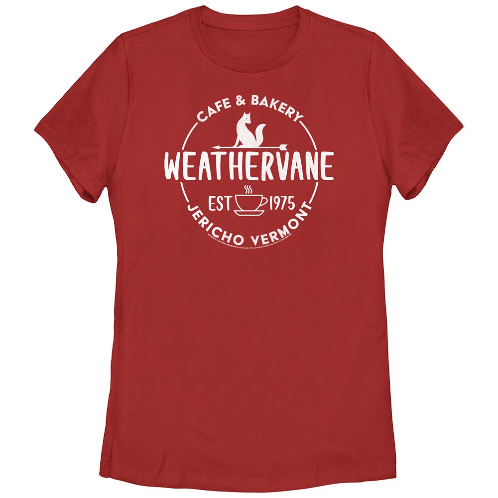 Juniors' Wednesday Weathervane Coffee Shop Logo Graphic Tee