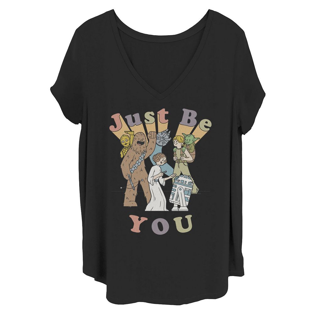 Juniors' Plus Star Wars Group Shot Just Be You Cartoon V-Neck Graphic Tee