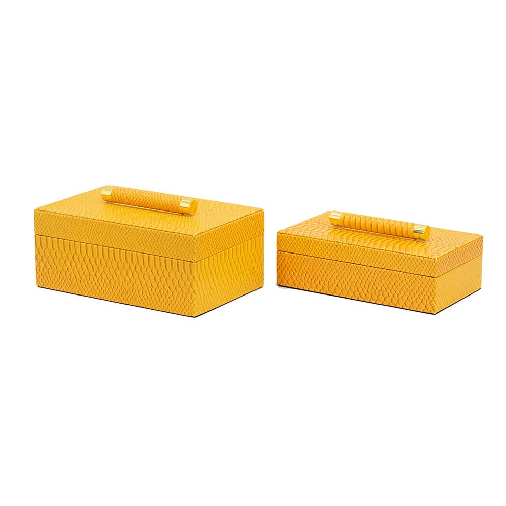A&B Home Orinoco Faux Leather Decorative Box Table Decor 2-piece Set