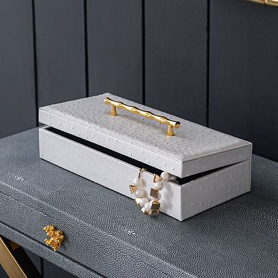 A&B Home Faux Leather Box Table Decor