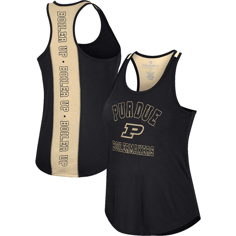 Women's Colosseum Black Purdue Boilermakers 10 Days Racerback Scoop ...
