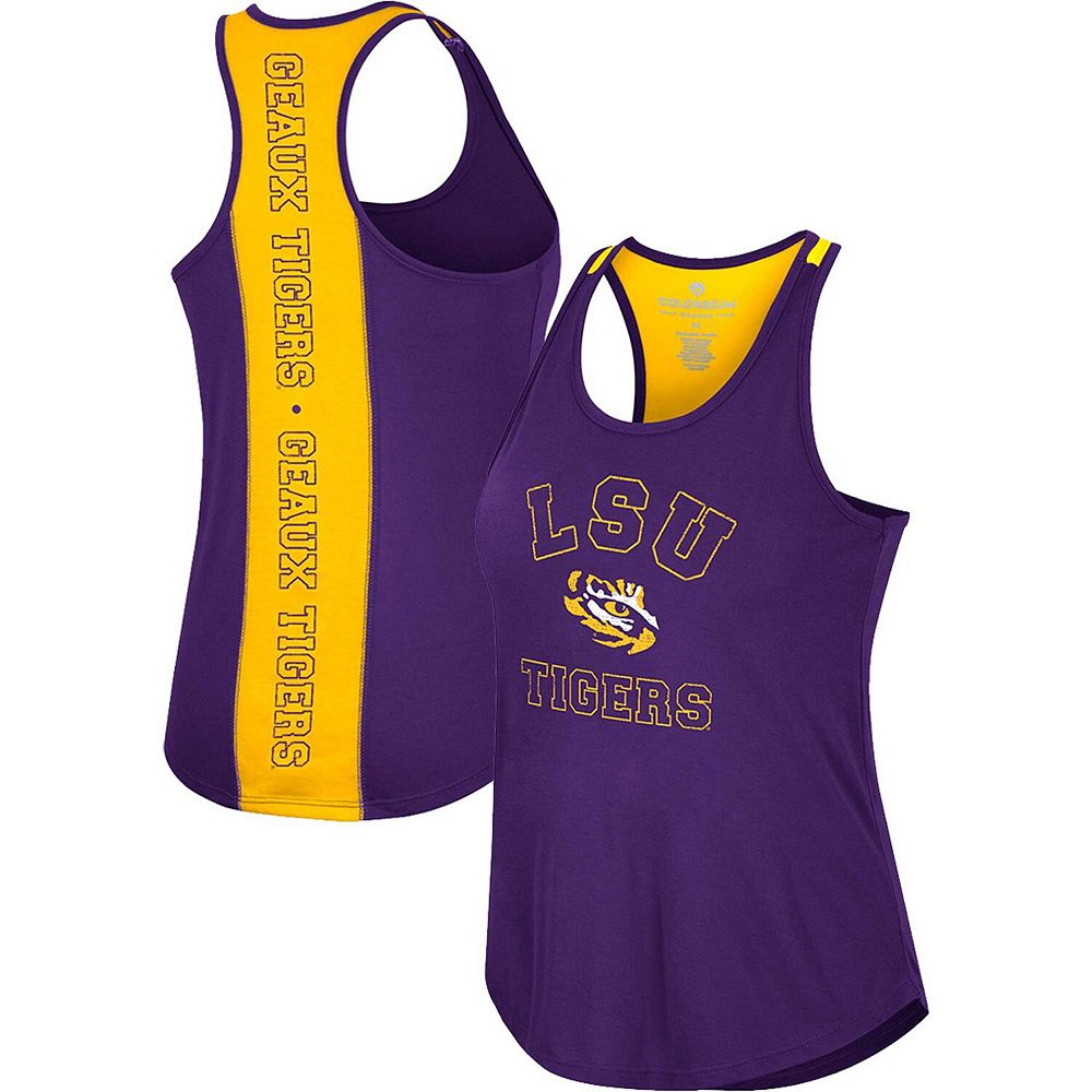 Women's Colosseum Purple LSU Tigers 10 Days Racerback Scoop Neck Tank Top