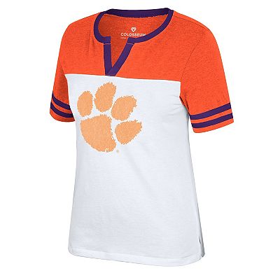 Women's Colosseum White/Orange Clemson Tigers Frost Yourself Notch Neck ...