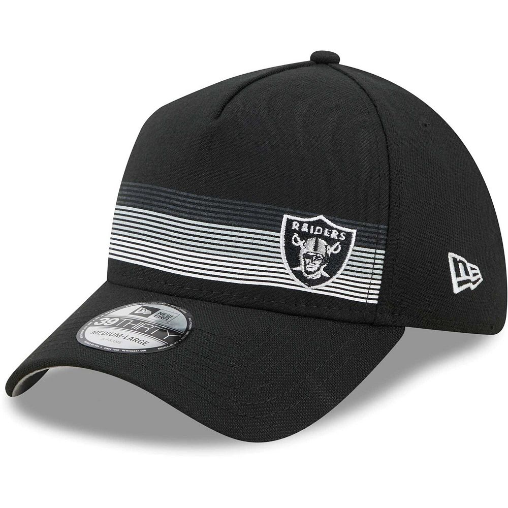 Men's New Era Black Las Vegas Raiders Flawless Stripe 39THIRTY Flex Hat