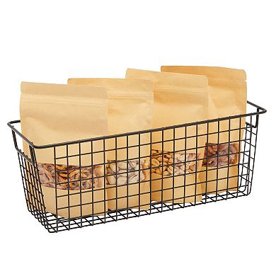3 Pack Metal Wire Storage Baskets for Shelves, Pantry, Closet, Long ...