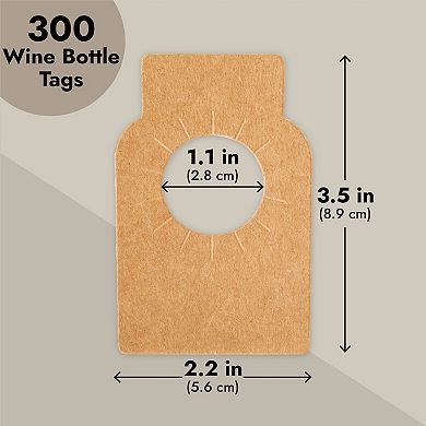 300 Pack Kraft Wine Bottle Tags, Beverage Labels For Kitchen, Brown, 3. ...