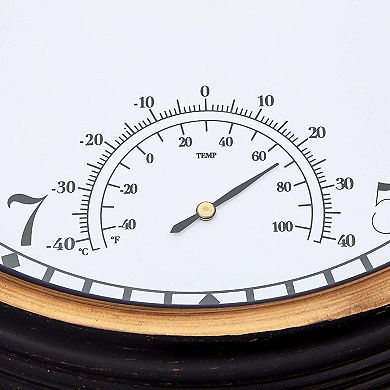 Farmlyn Creek Outdoor Clock and Temperature Gauge Thermometer for ...