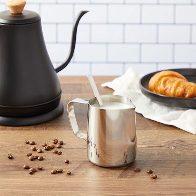 12oz Milk Frothing Pitcher with Spoon, Stainless Steel Froth Cup for ...