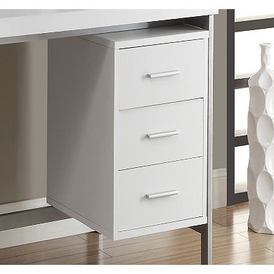 60" White and Silver Contemporary Rectangular Computer Desk