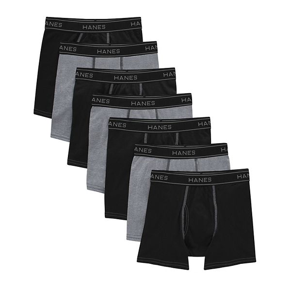 Boys Hanes® 5+2 Bonus Pack Ultimate Gray/Black Boxer Briefs Underwear