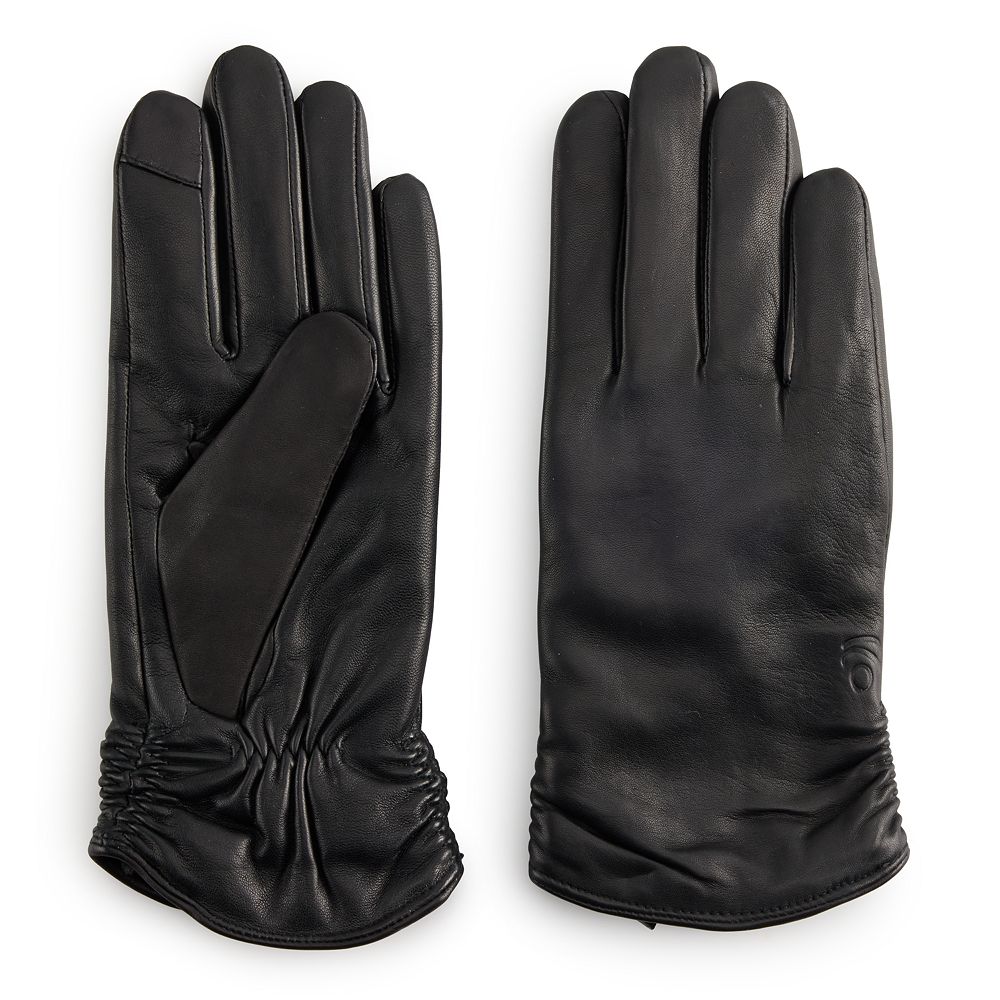 Women's Cuddl Duds® Ruched Leather Touchscreen Gloves