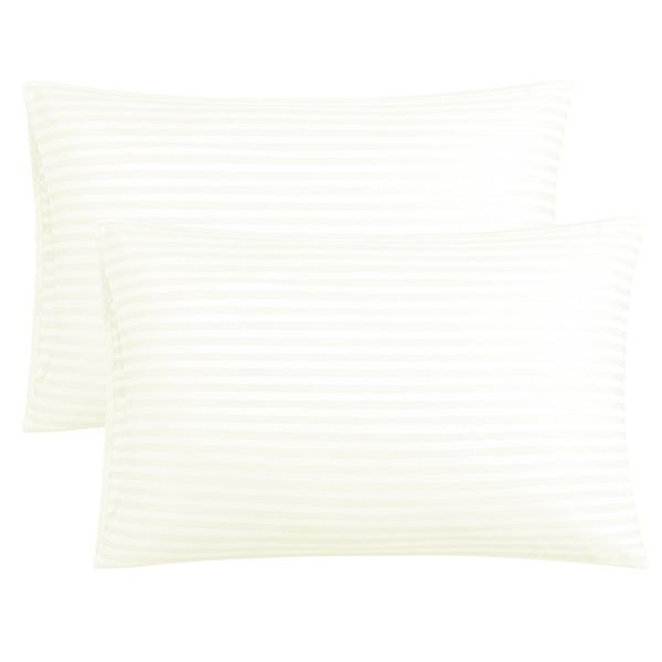 Set of 2 Soft Striped Pillowcases Envelope Closure Queen 20"x30"